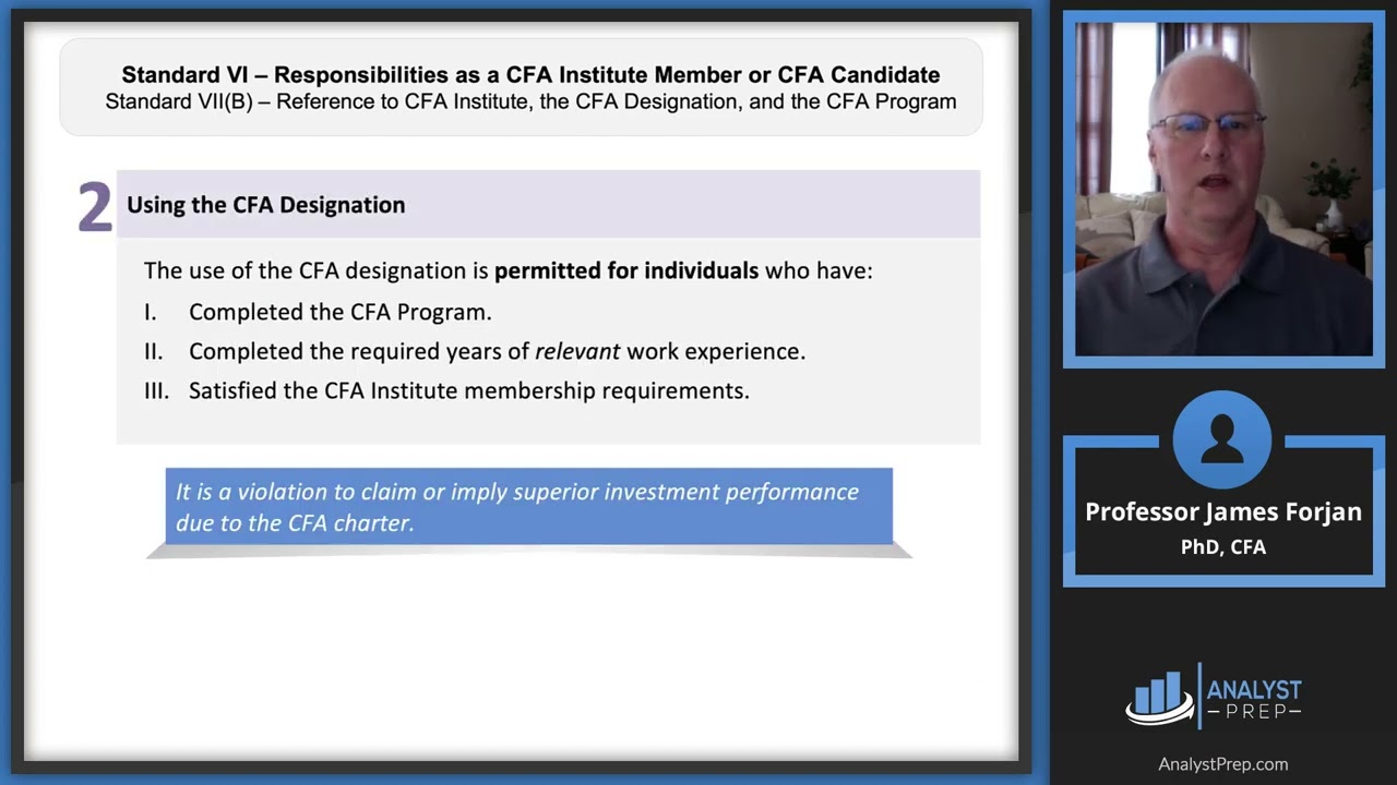 Standard VII (A) – Conduct as Participants in CFA Institute Programs ...