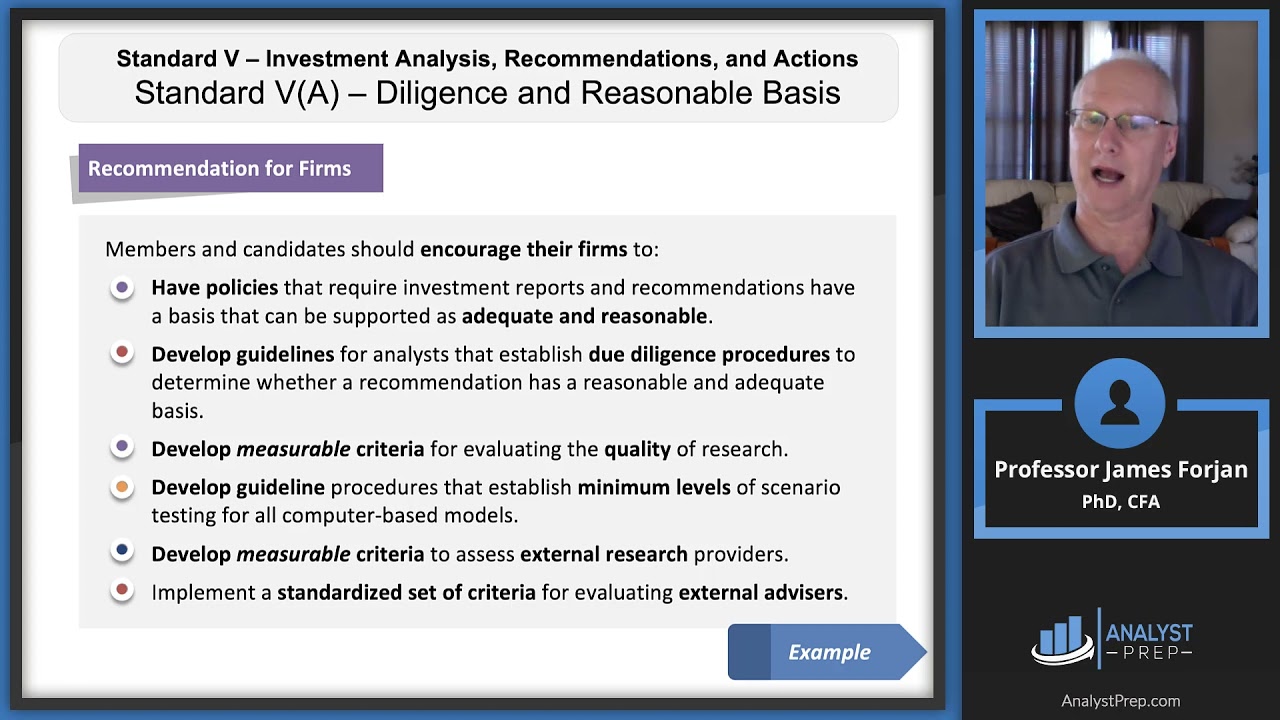 Standard V (A) – Diligence and Reasonable Basis - CFA, FRM, and ...